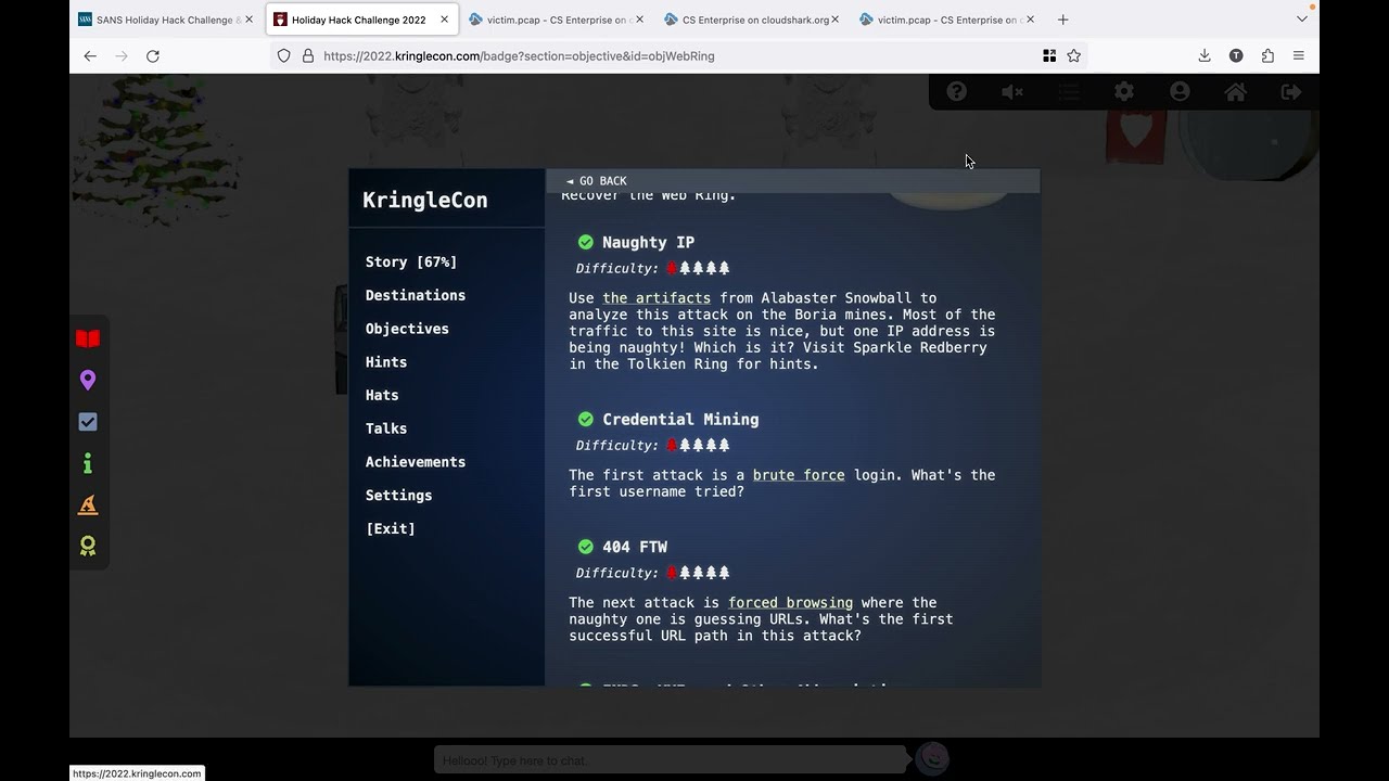 CloudShark in action: solving the 2022 SANS Holiday Hack Challenge with pcaps | qa | cafe